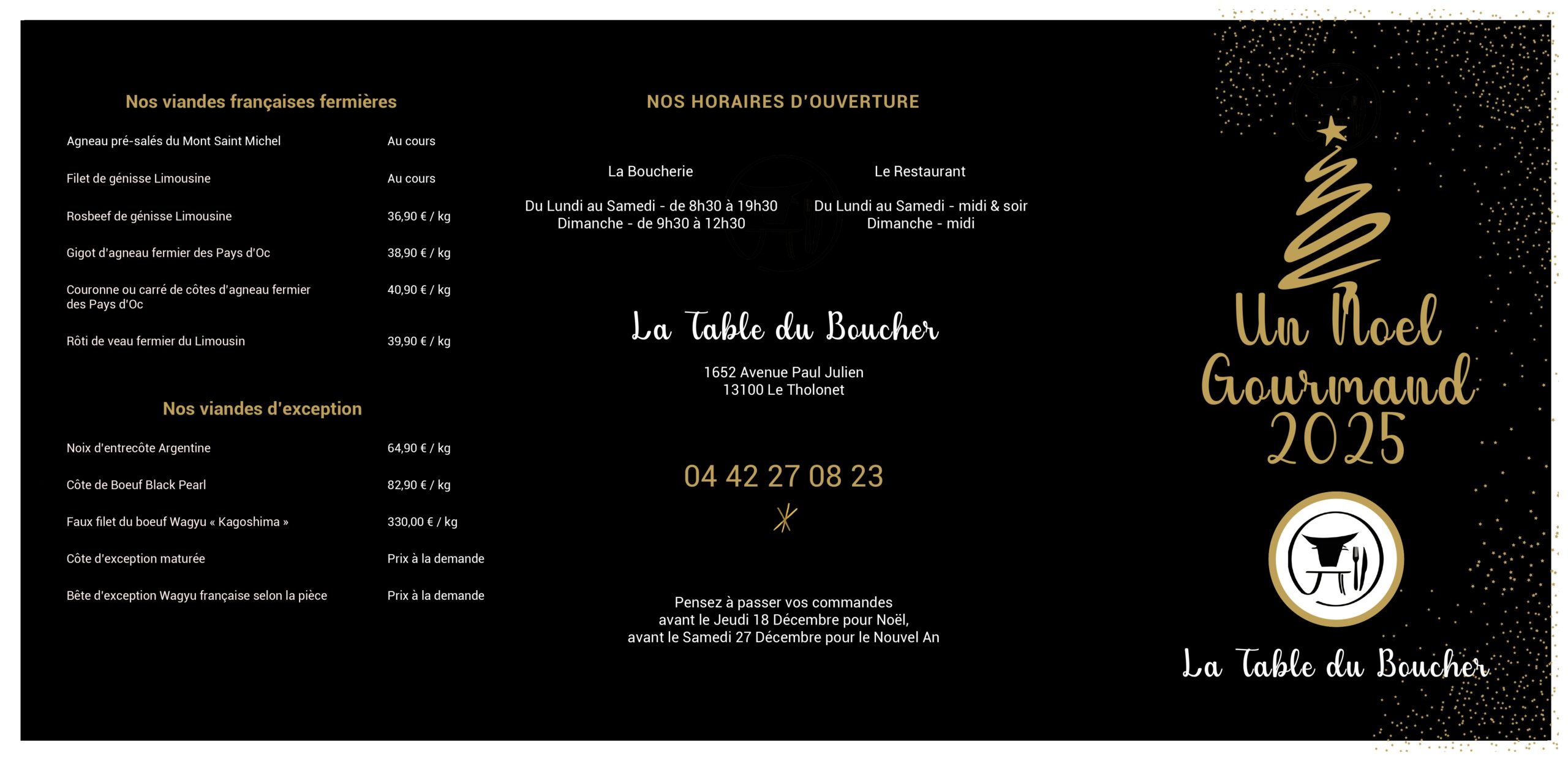 Nouvel an - La Table du Boucher - Restaurant & Boucherie Le Tholonet